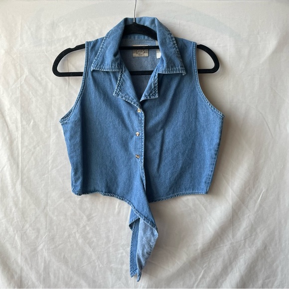 Denim Republic | Tops | Denim Republic Medium Denim Button Up Tie Tank ...